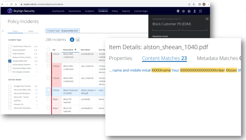 Exact Data Matching - Loss Prevention - Skyhigh Security