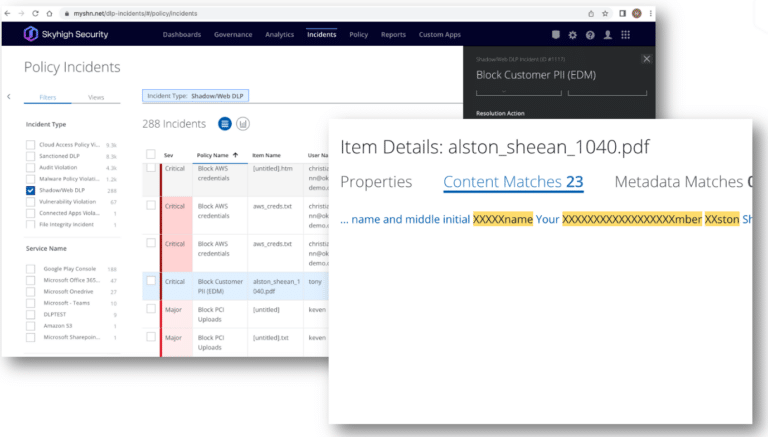 Exact Data Matching - Loss Prevention - Skyhigh Security